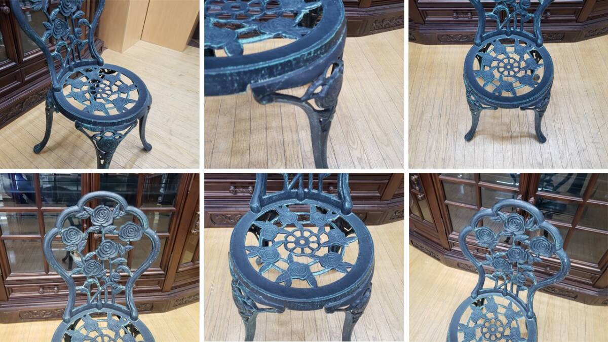 Yahoo!オークション - l63 美品 アイアン ガーデン テーブル 椅子 3点...