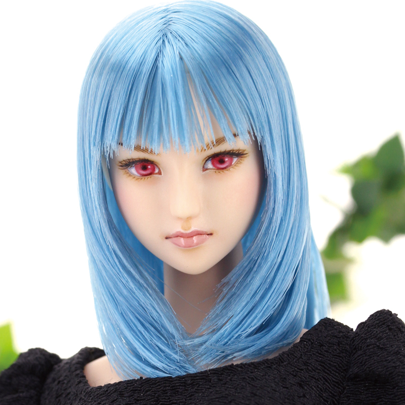 Yahoo!オークション - 1/6ドール カスタムヘッド オビツF01青髪 [1103]