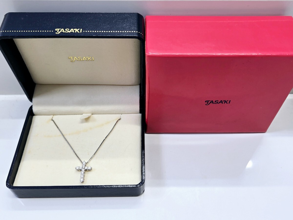 Yahoo!オークション - k【美品】TASAKI 田崎真珠 プラチナ クロス ネッ...