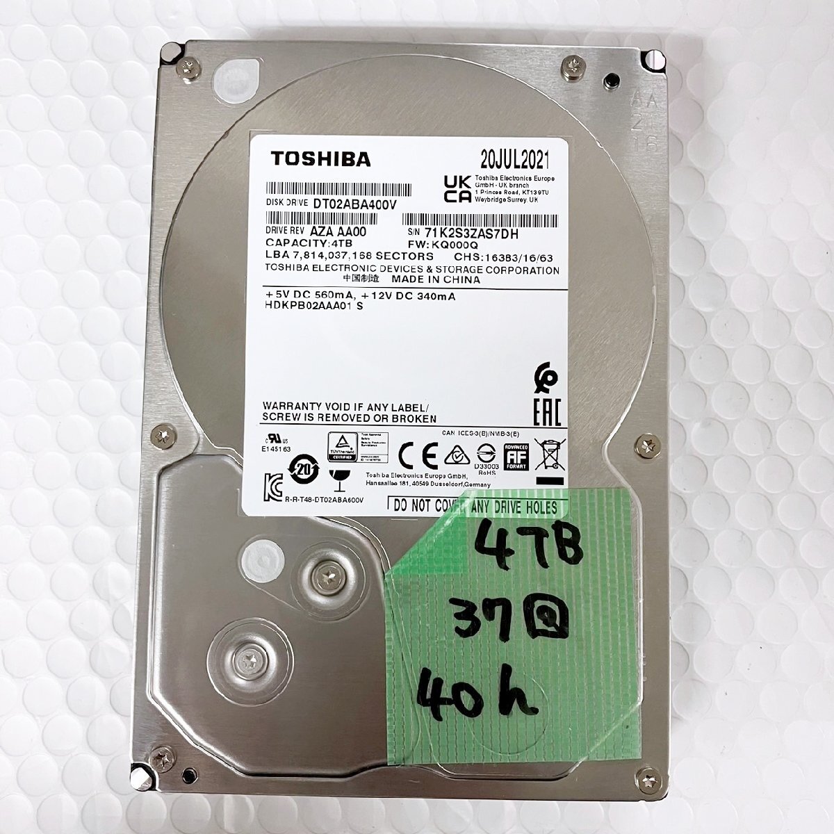 同梱可 使用時間40h TOSHIBA 4TB 3.5インチ DT02ABA400V NAS HDD ハードディスク 保証付/即日出荷/引取可(2TB～)｜売買されたオークション情報 ...