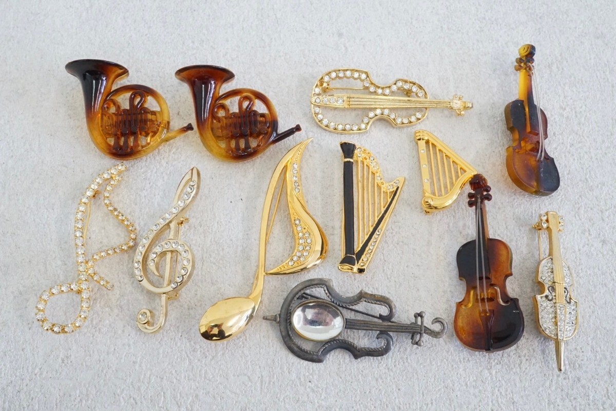 Yahoo!オークション - C499 楽器 ヴァイオリン 音符 ラインストーンな...