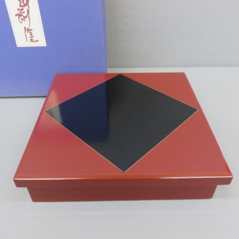 Yahoo!オークション - K331 越前塗 布目色紙 松花堂弁当箱 未使用 6/12...