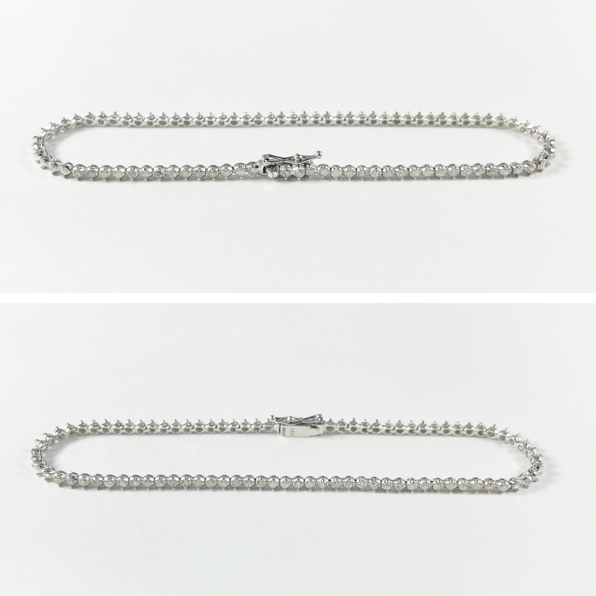 Yahoo!オークション - K18WG 天然ダイヤモンド 1.00ct テニスブレスレ...