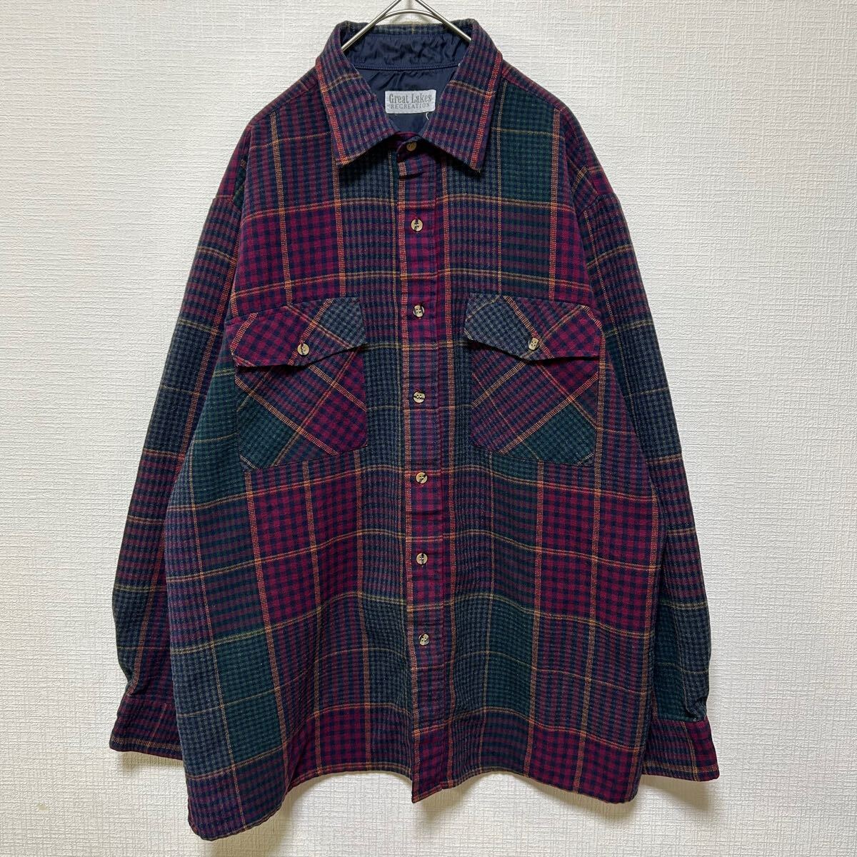 Yahoo!オークション - Great Lakes RECREATION 長袖シャツ チェック ネ...