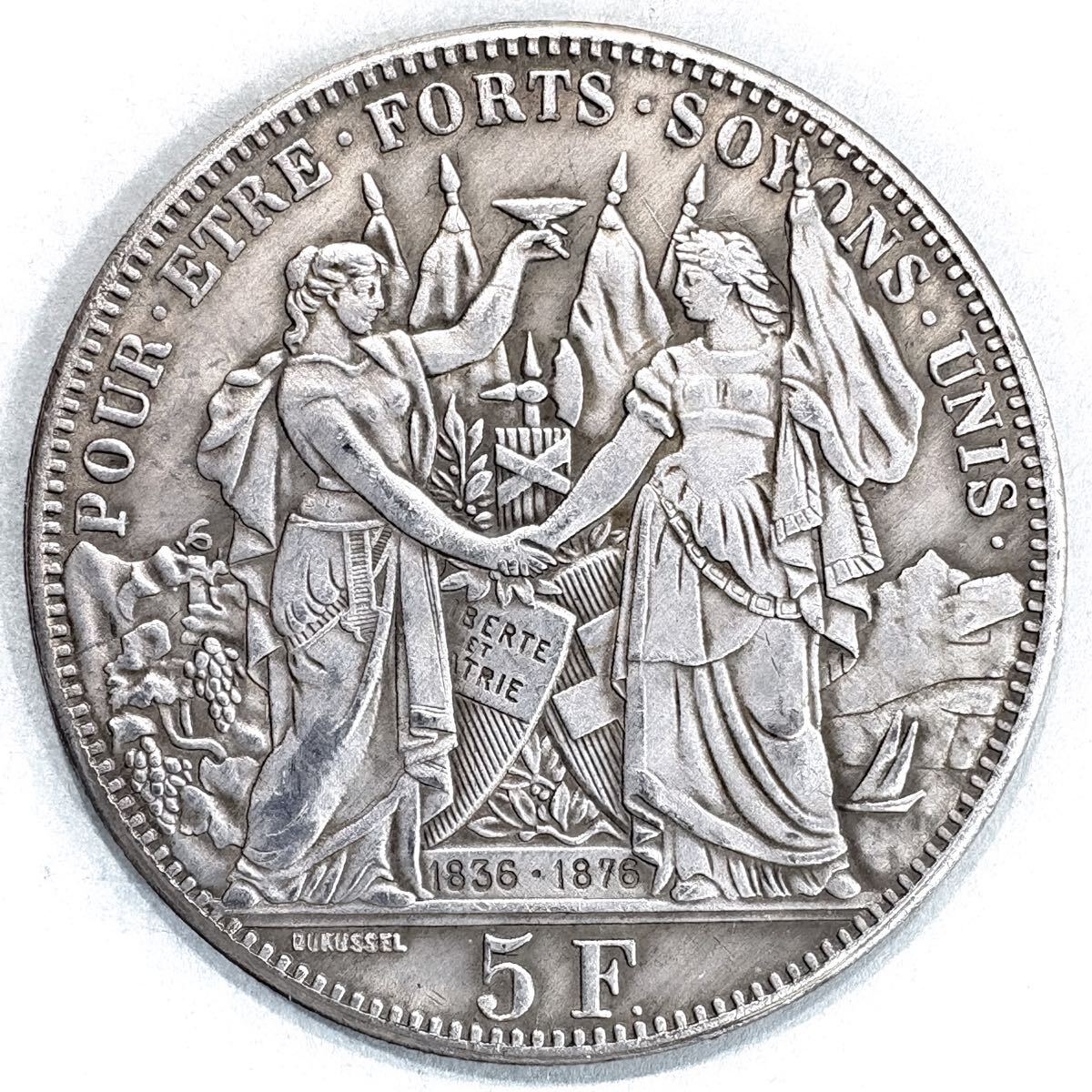 Yahoo!オークション - スイス ローザンヌ 連邦射撃祭 5フラン銀貨 1876...