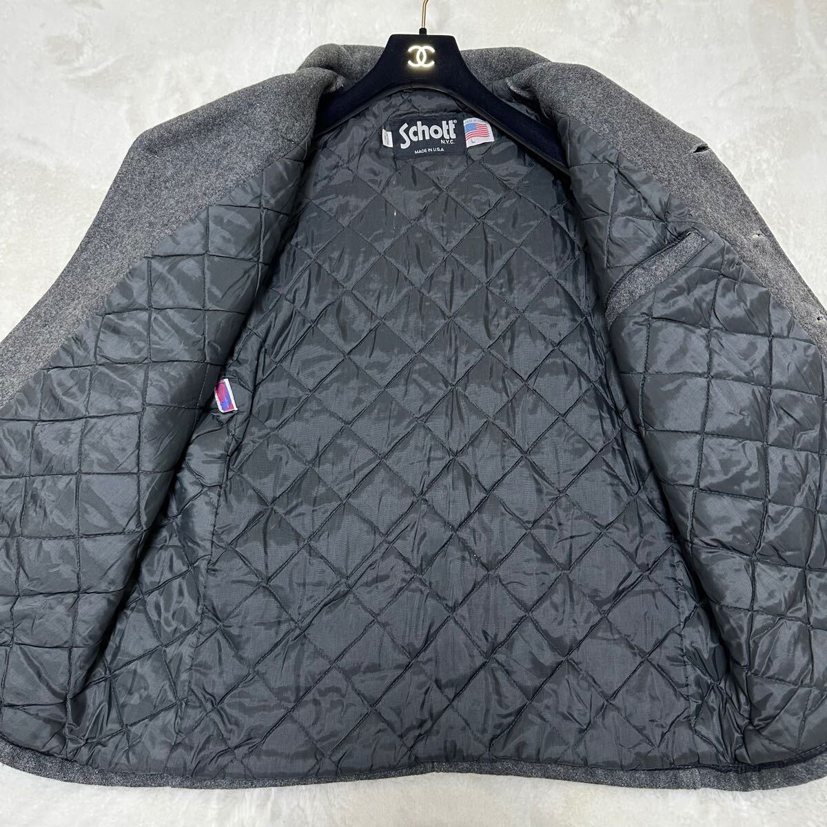 Yahoo!オークション - schott Lサイズ グレー ウールジャケット シング...