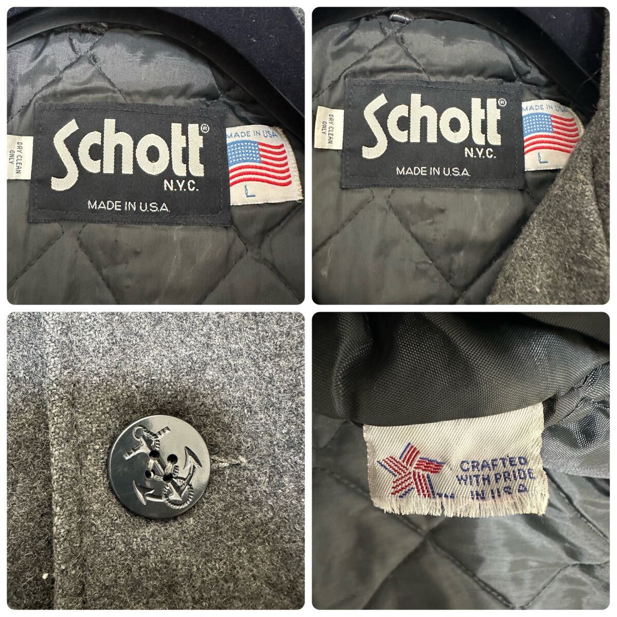 Yahoo!オークション - schott Lサイズ グレー ウールジャケット シング...