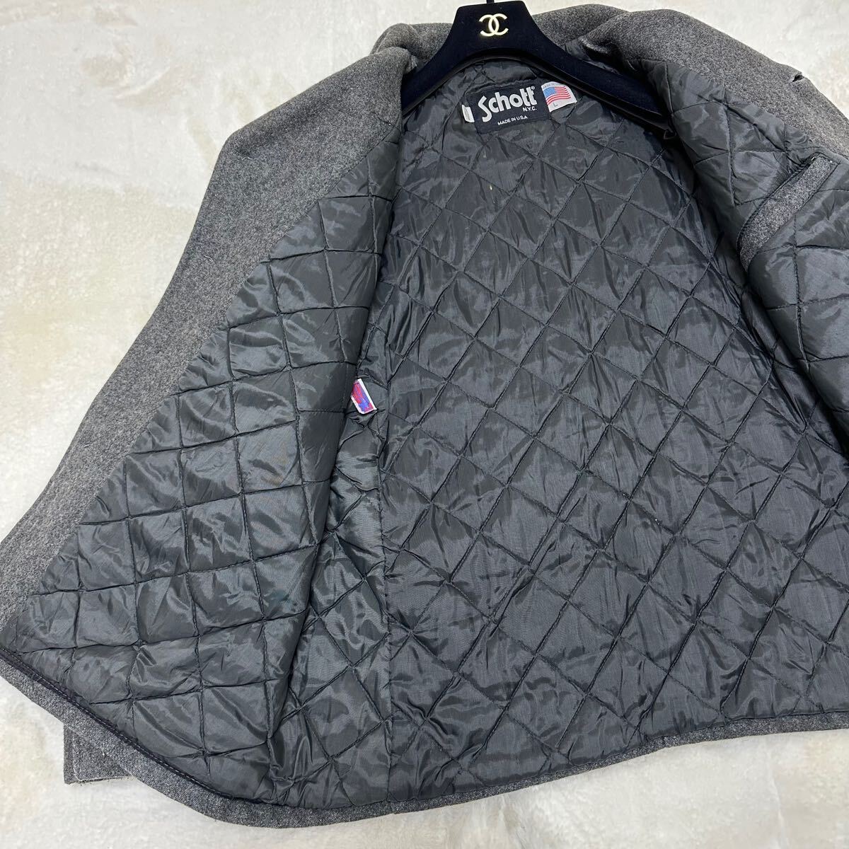 Yahoo!オークション - schott Lサイズ グレー ウールジャケット シング...