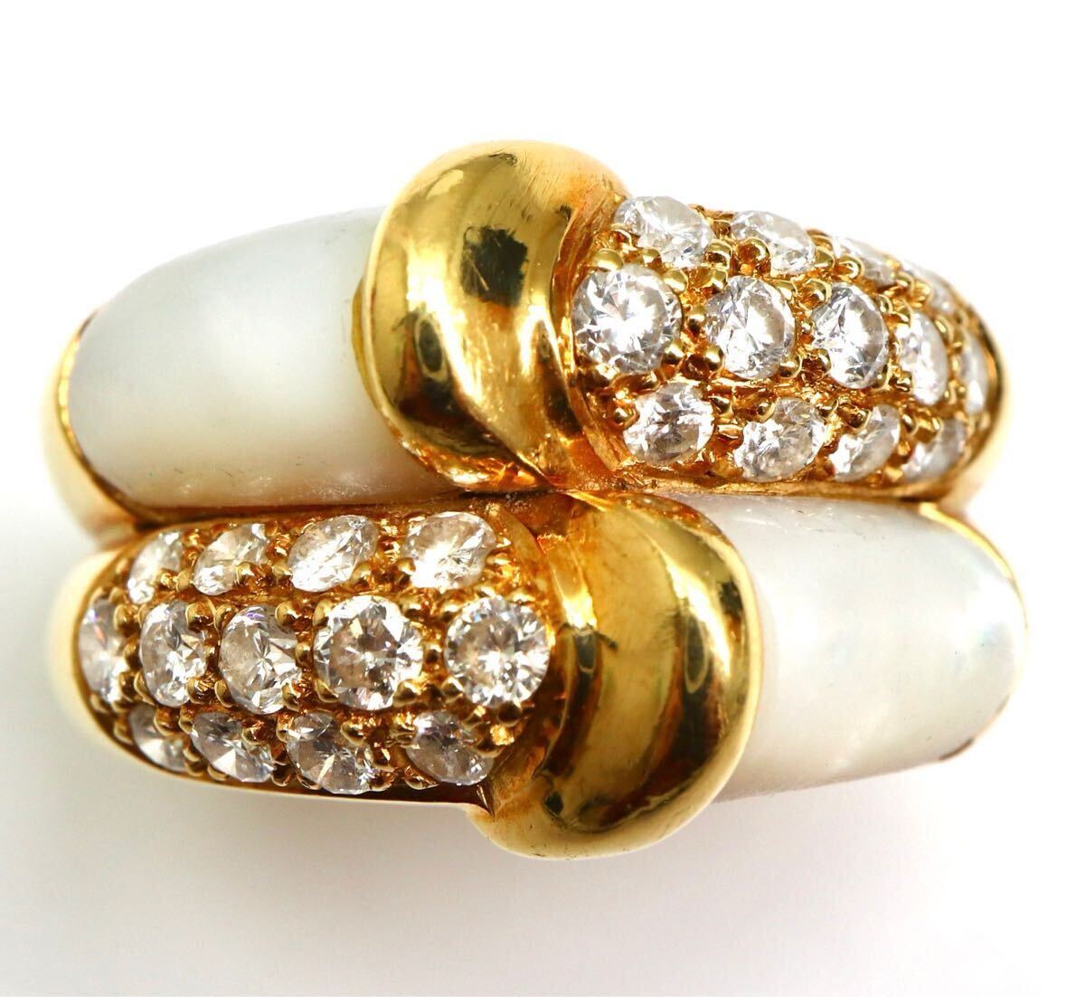 Yahoo!オークション - 1円〜 豪華 K18 天然ダイヤモンド/シェルリング ...