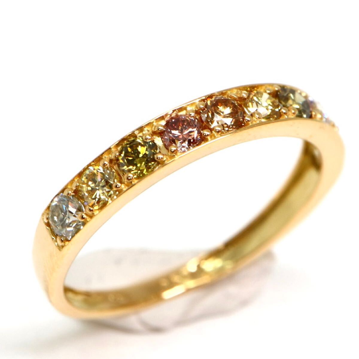 1円〜 良品 K18 天然ダイヤモンドリング D 約1 4g 11号 カラーダイヤモンド Diamond Jewelry Ring 指輪
