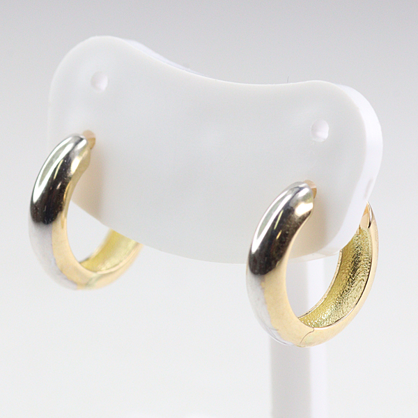 Yahoo!オークション - K18YG×WG フープピアス 約W12.5×H11.6×D3.2mm 1....
