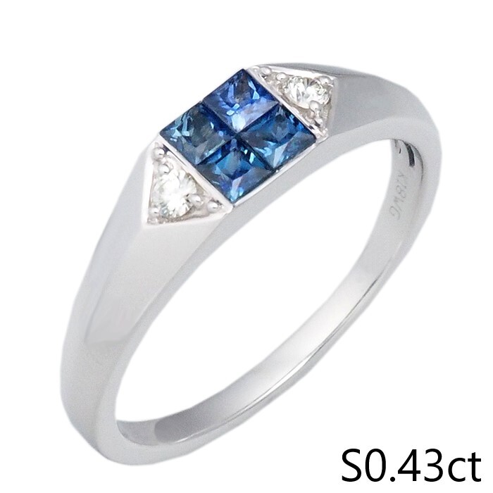 Yahoo!オークション - 音羽屋 サファイア/0.43ct ダイヤ/0.07ct K18WG ...