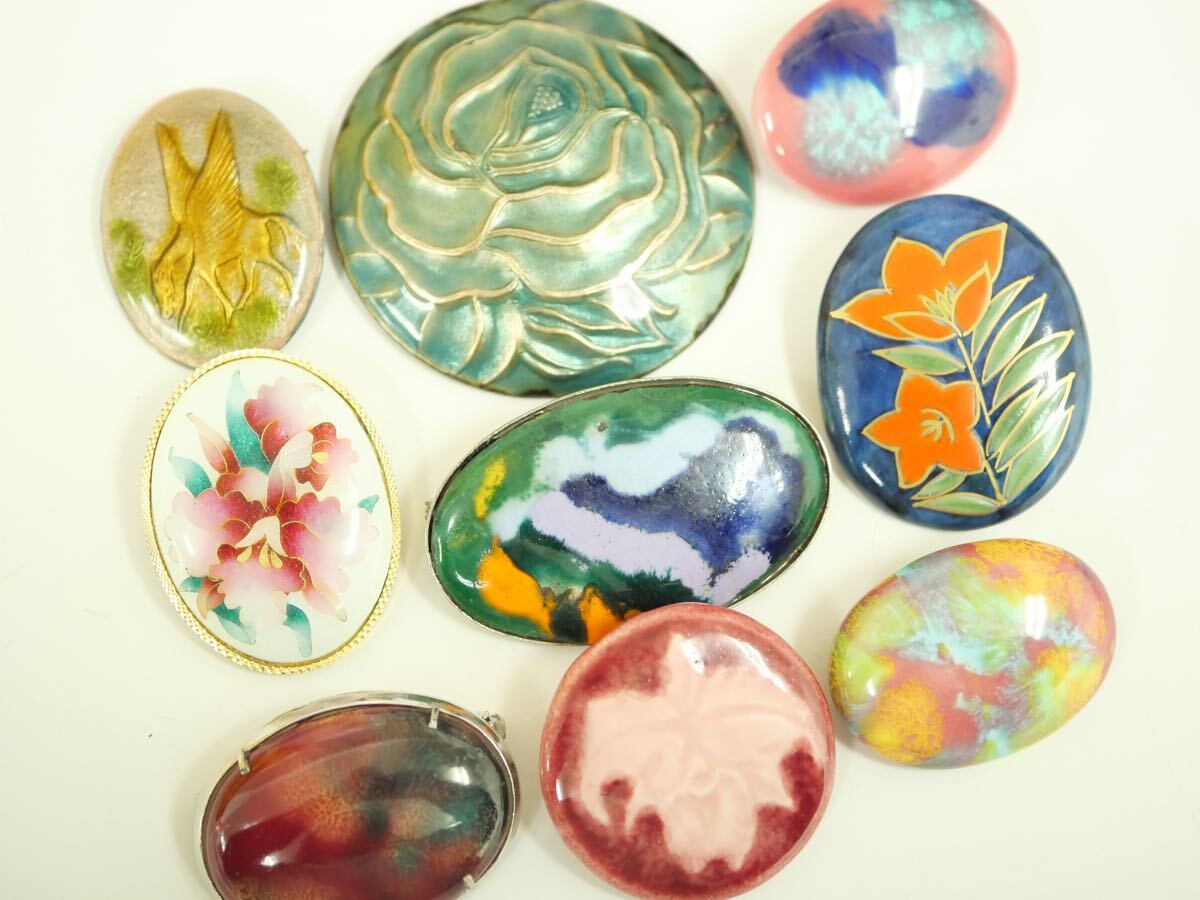 Yahoo!オークション - 【D86】焼き物系 ブローチ 七宝焼 九谷焼 九谷焼...