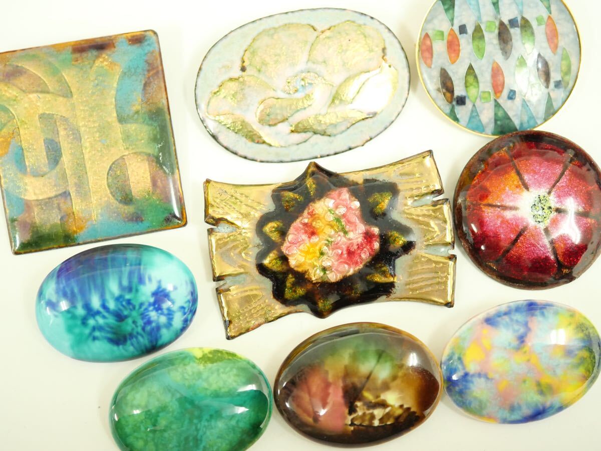 Yahoo!オークション - 【D84】焼き物系 ブローチ 七宝焼 九谷焼 九谷焼...