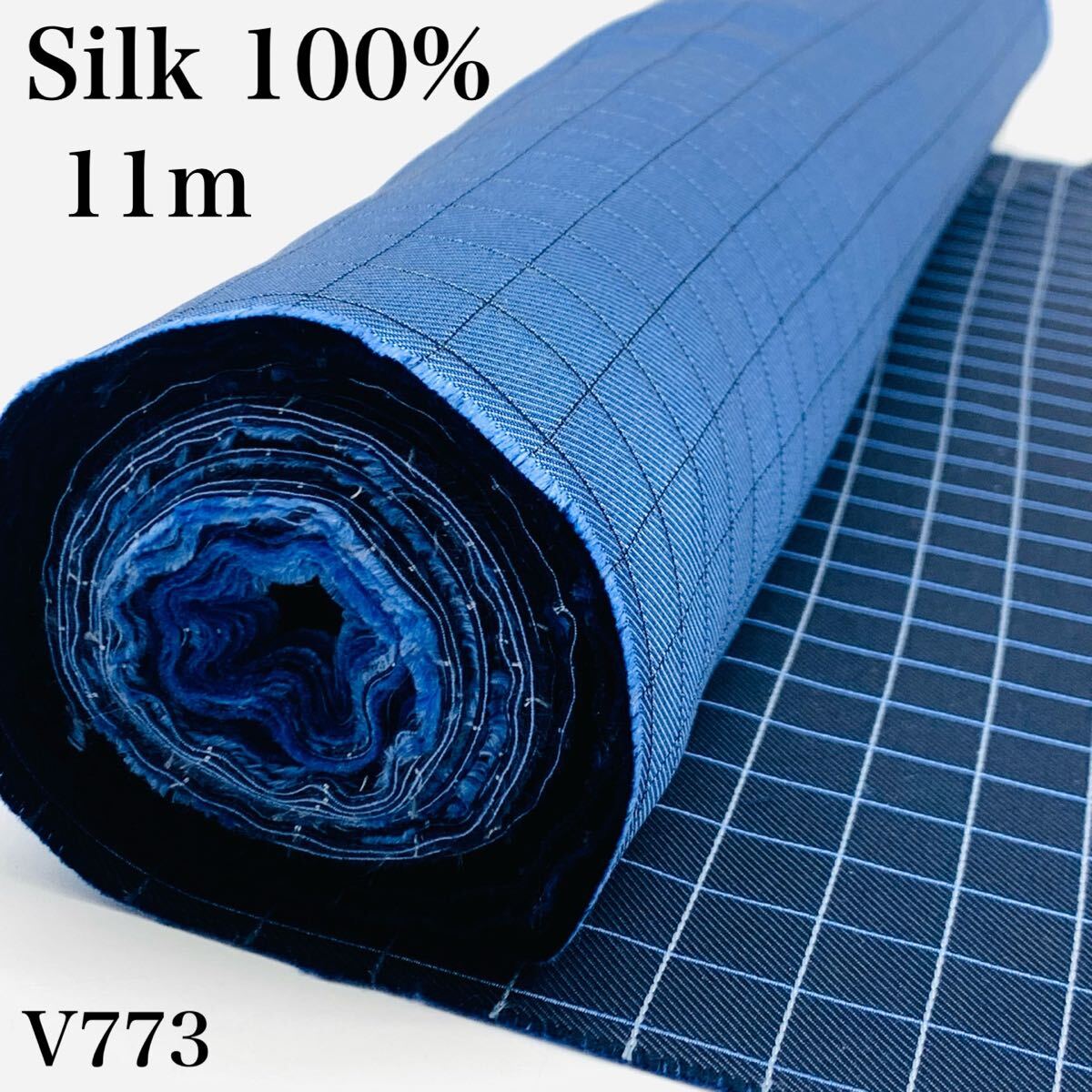 Yahoo!オークション - V773 シルク100% 格子柄 11m ネイビー 紺色 ネク...