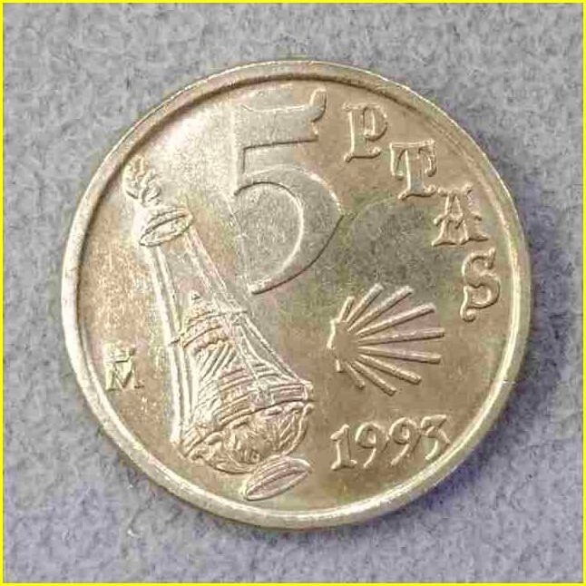 Yahoo!オークション - 【スペイン 5ペセタ 記念硬貨/1993年】 5 PTAS/...