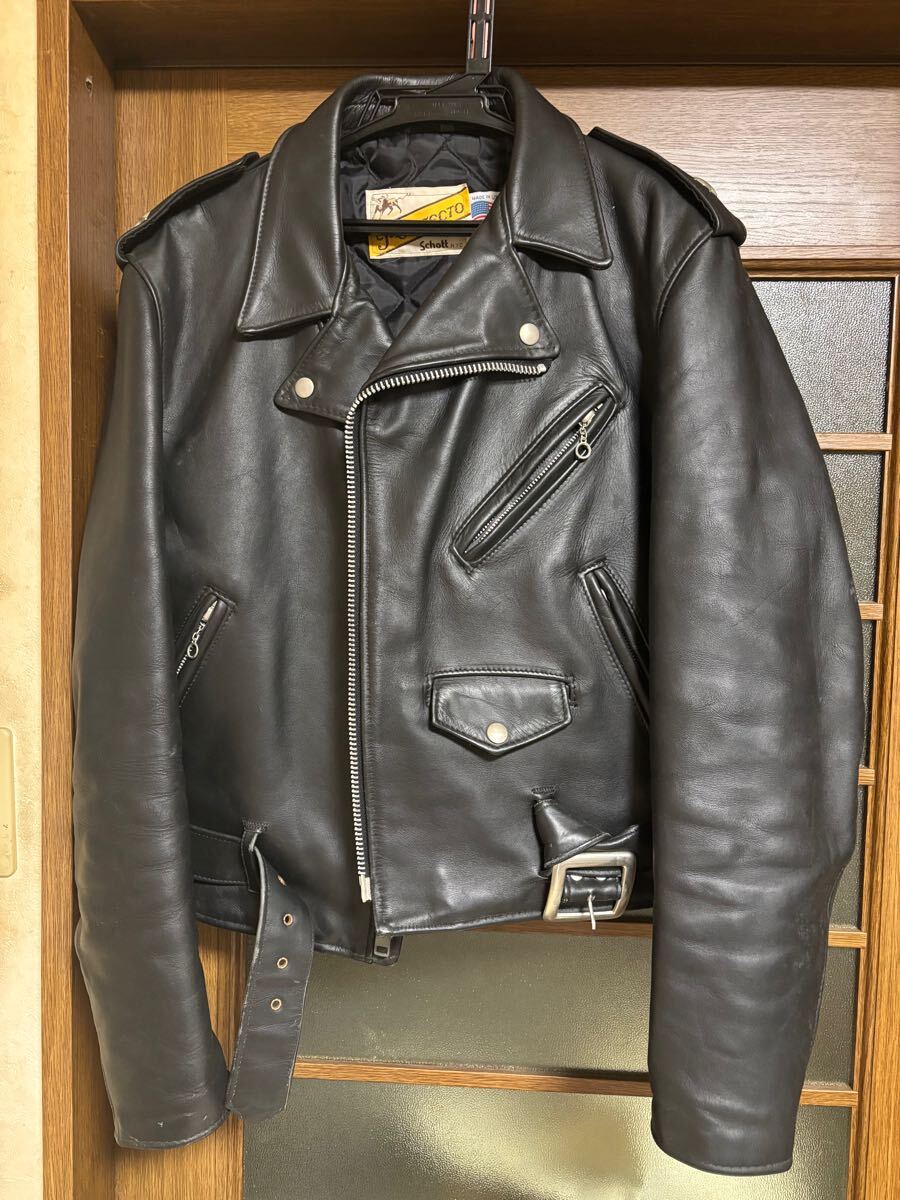 Schott 613 S Lサイズ サイズ40 1970ss デッドストック ダブルライダースジャケット ライダースジャケット schott ワンスター USA製(ライダースジャケット)｜売買 ...