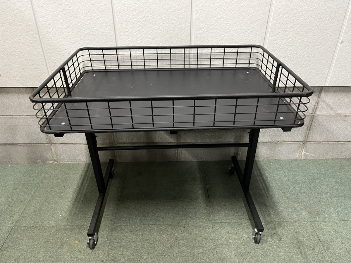 Yahoo!オークション - 陳列ワゴン キャスター付 黒 折りたたみ式 スチ...