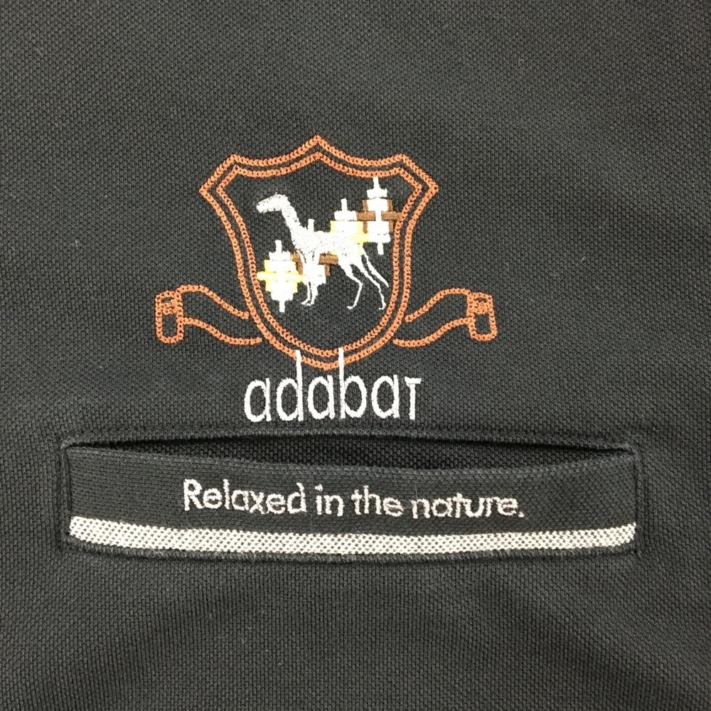 Yahoo!オークション - アダバット 長袖ポロシャツ 黒×グレー 襟柄 ロゴ...