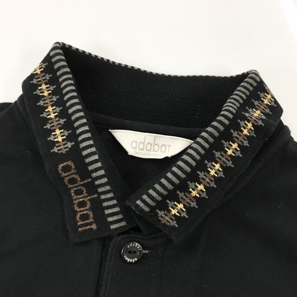 Yahoo!オークション - アダバット 長袖ポロシャツ 黒×グレー 襟柄 ロ...