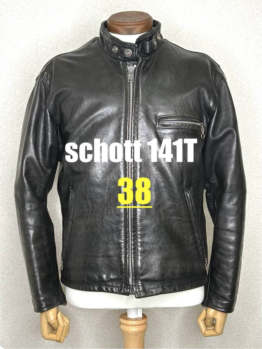 Yahoo!オークション - ⑧schott【38】141T 米国製シングルライダース ...