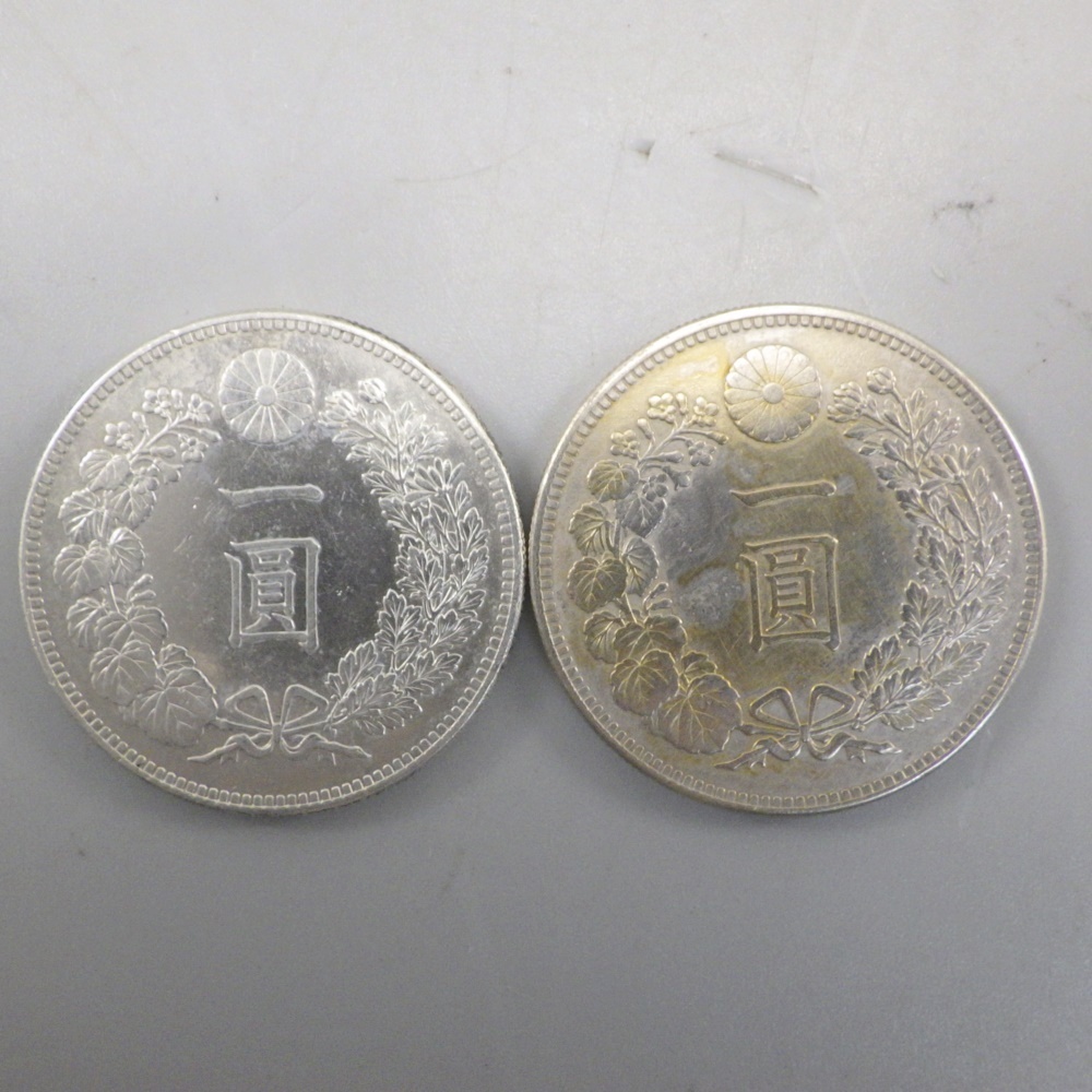 Yahoo!オークション - 新1円銀貨 明治26/明治27年 量目 約26.94g/27.11...