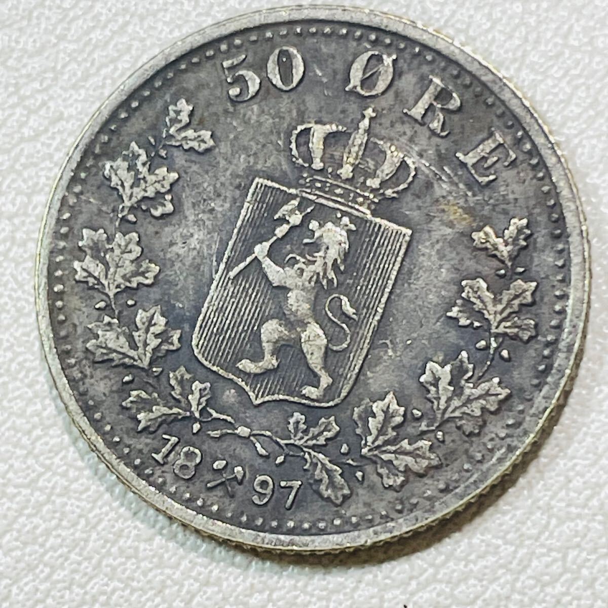 ノルウェー 硬貨 古銭 オスカル2世 1897年 ノルウェーとスウェーデンの国王オスカル2世 銘 50オーレ コイン 重4.36g 銀貨(ヨーロッパ)｜売買されたオークション情報、yahooの ...