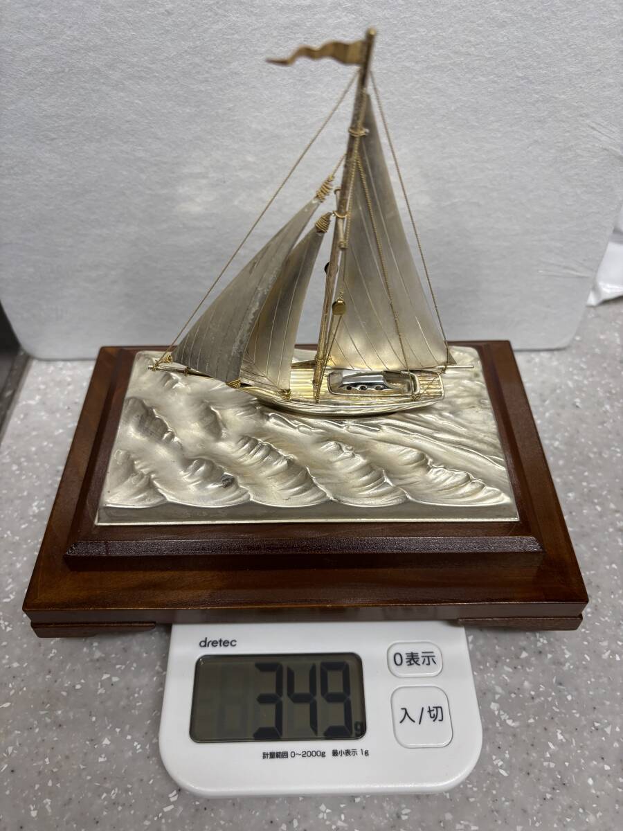 Yahoo!オークション - 銀製 ヨット 349g ヨット+波+土台のセット SILVE...