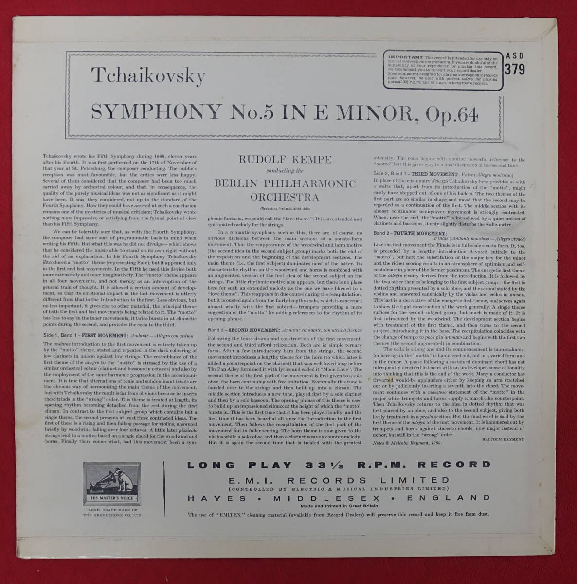Yahoo!オークション - 極美 UK HMV ASD 379 チャイコフスキー交響曲第5...