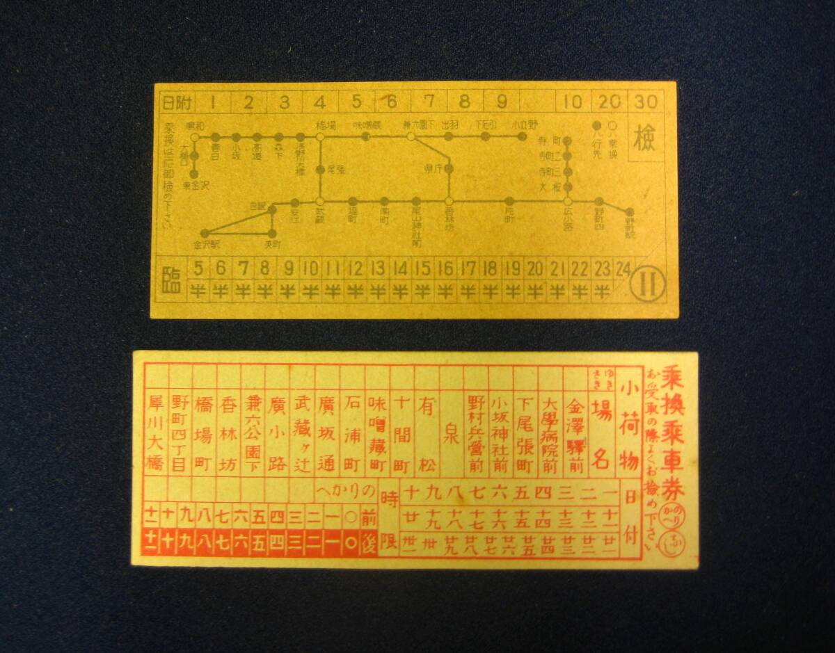 Yahoo!オークション - n38 切符 北陸鉄道 金沢市内線 乗換乗車券 車内...