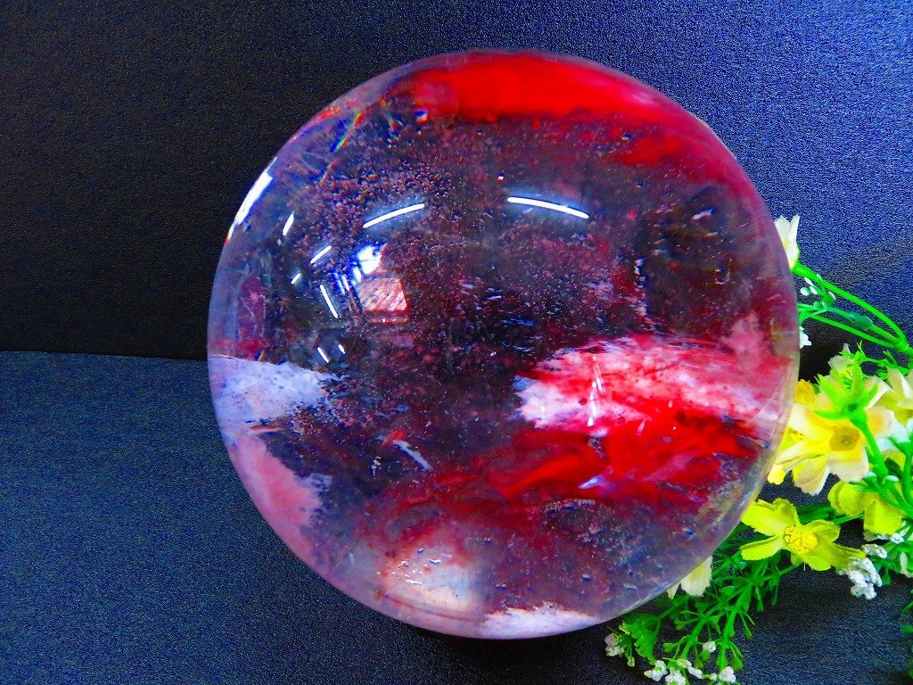 Yahoo!オークション - 絶品 超綺麗K9赤水晶丸玉 超巨大3kg 150mm台...