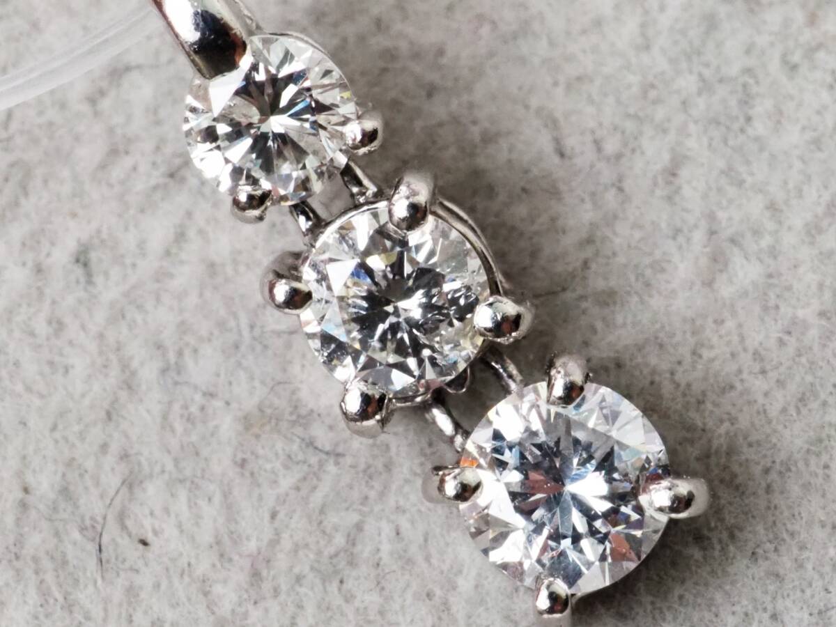 Yahoo!オークション - 【5671A】Pt900 天然ダイヤモンド 3P/0.44ct/0.8...