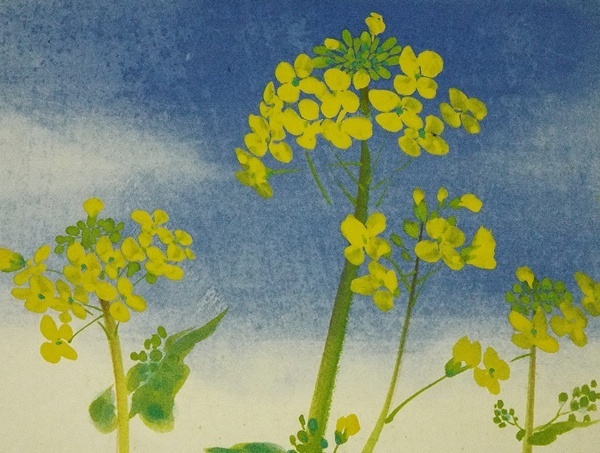 Yahoo!オークション - 1685 真作・肉筆色紙・永山十志夫・花画・菜の花...