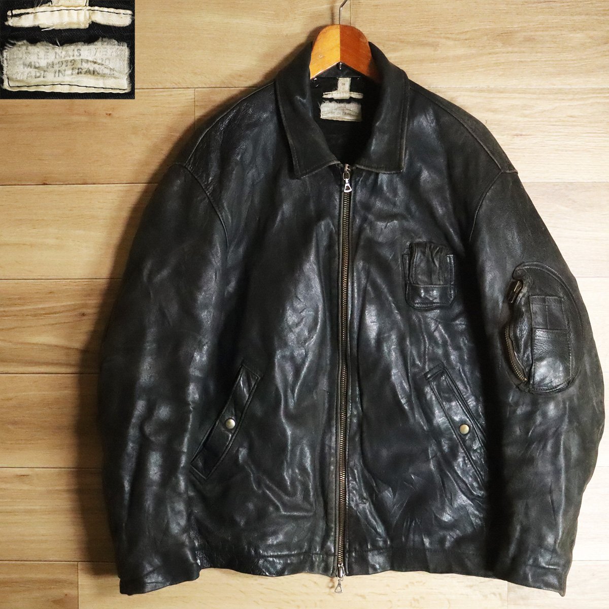 B19S/Y8.29-5 70s~ ビンテージ フランス軍 パイロットジャケット 本革 レザージャケット フライトジャケット ユーロヴィンテージ(Lサイズ)｜売買されたオークション情報 ...