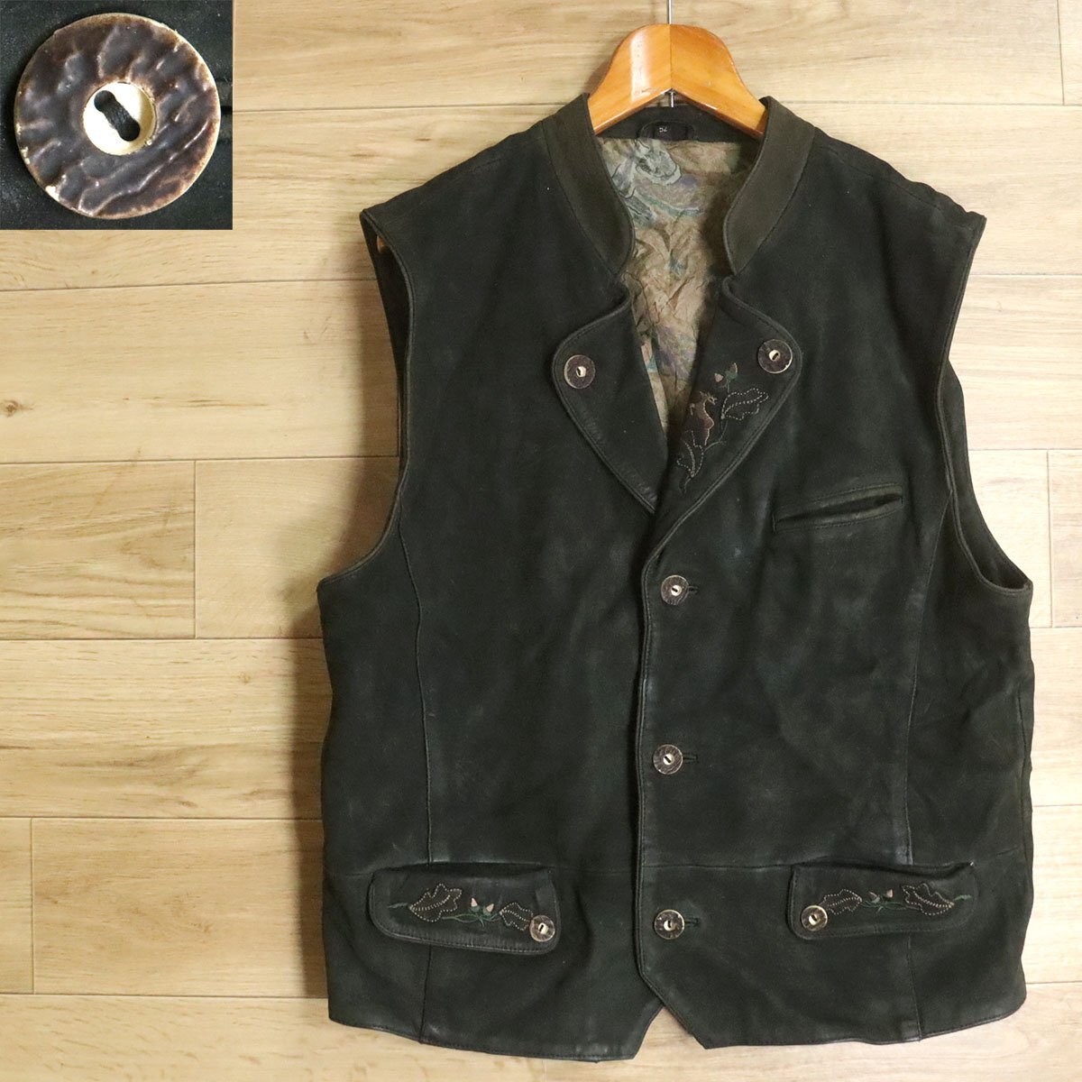 Yahoo!オークション - 6K/O12.10-1 ユーロ古着 レザーチロリアンベス...