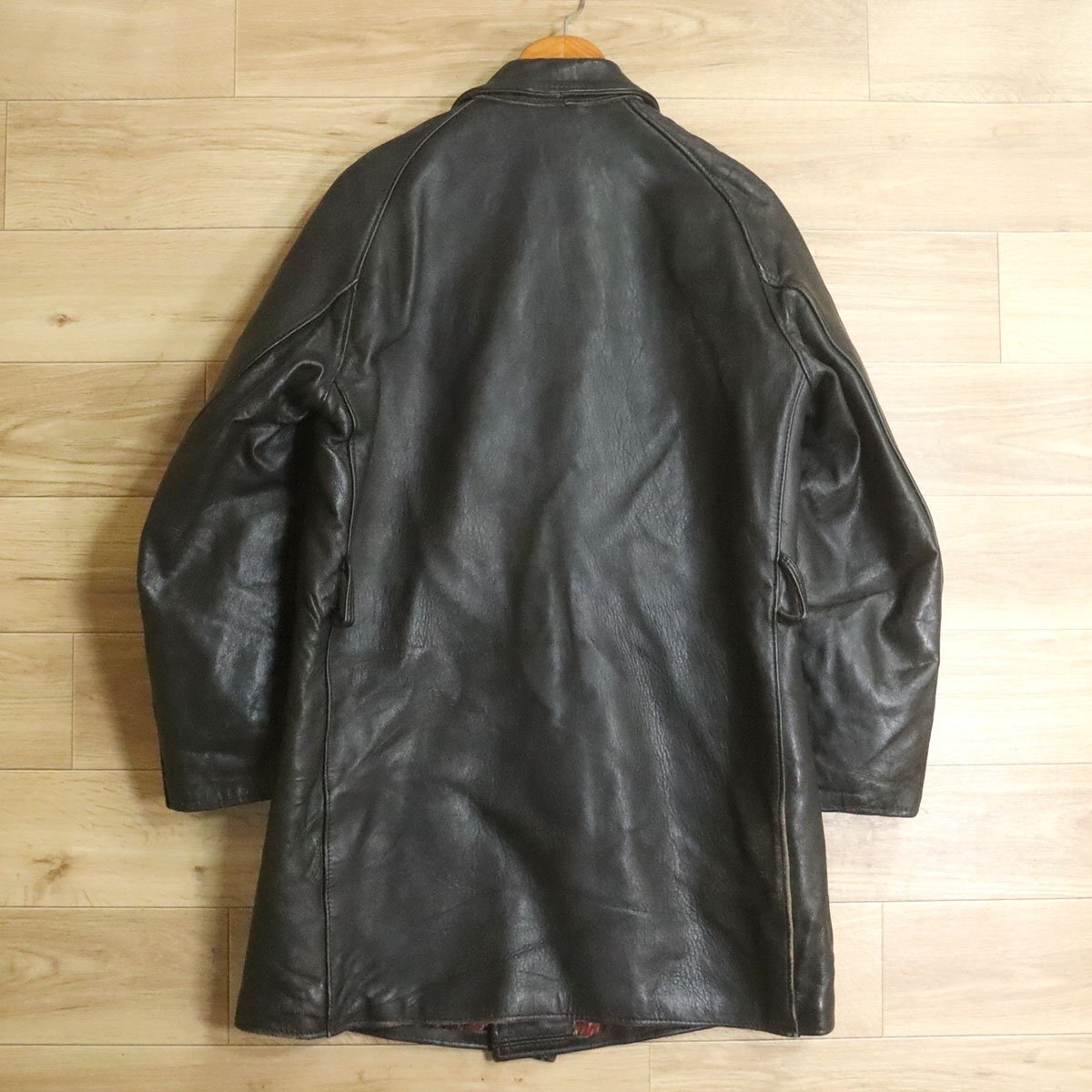 Yahoo!オークション - V6K/O12.10-5 ユーロ古着 レザーコート レザーカ...