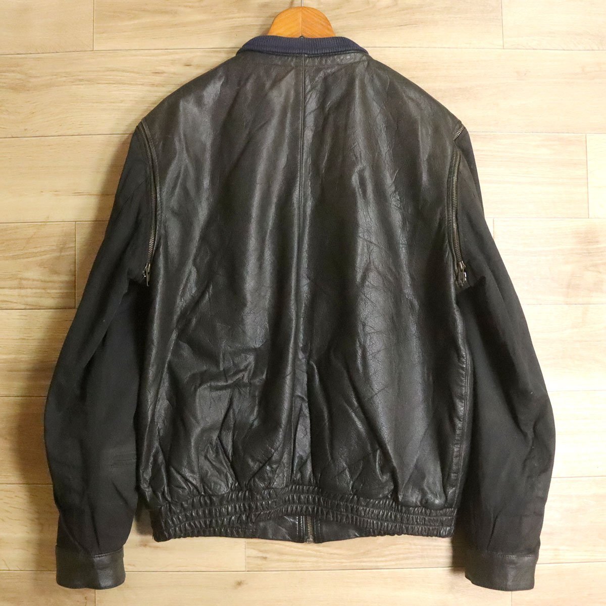 Yahoo!オークション - F7R/O12.12-5 ユーロ古着 レザージャケット 袖切...