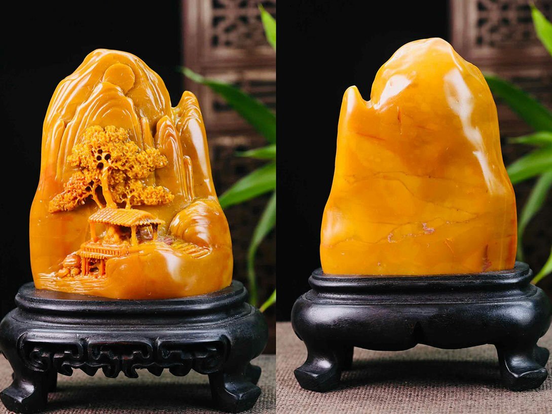Yahoo!オークション - 観心・時代旧蔵 C447田黄 田黄石細密彫 擺件 置...