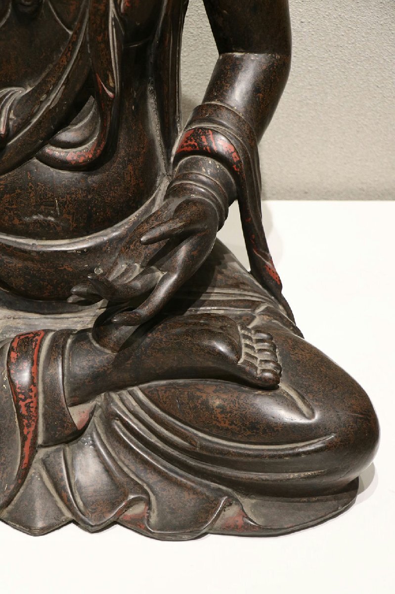 日本代購代標第一品牌【樂淘letao】－ 観心・時代旧蔵 C290清時代 犀革大漆 菩薩造像 細工彫刻★仏教古美術★仏像★細密細工★廃寺旧蔵★廃寺買出品