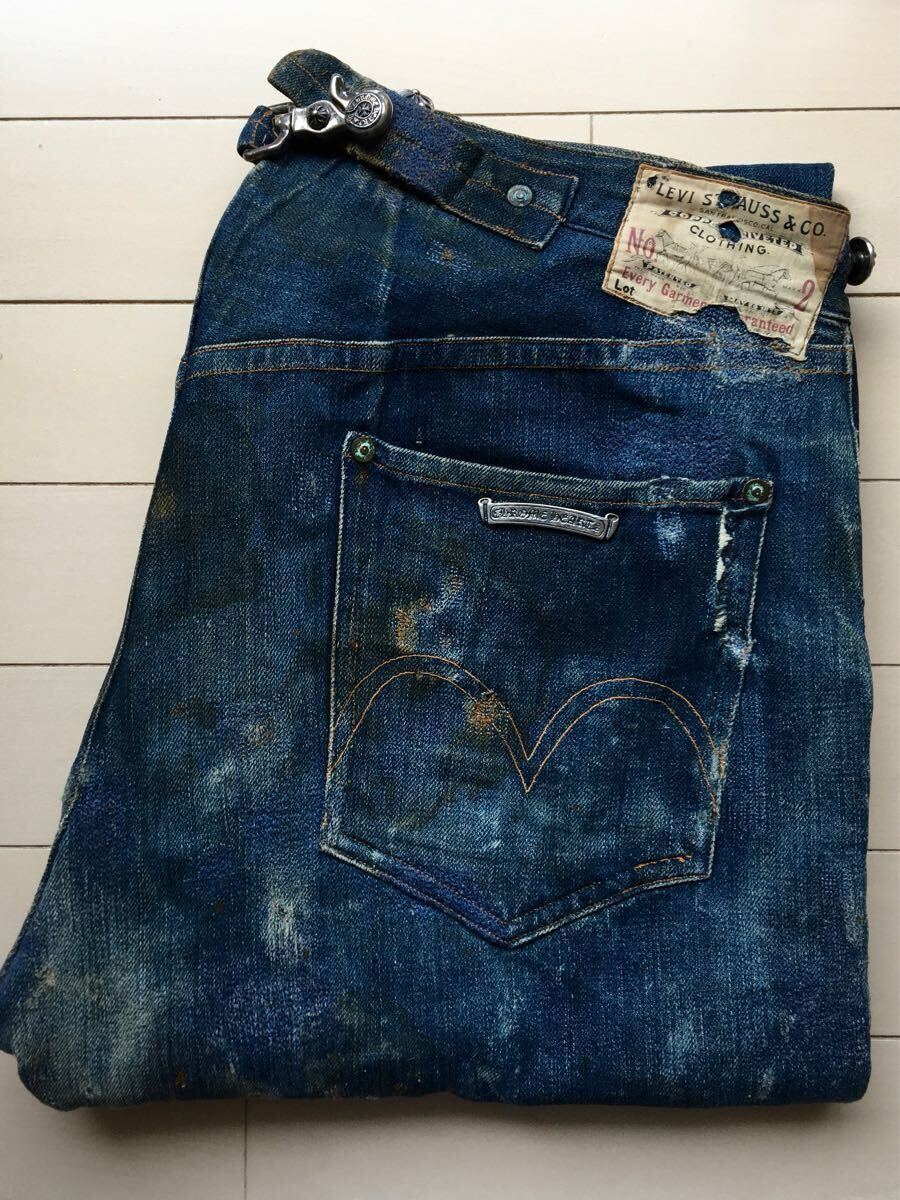 1902モデルLEVIS×CHROME HEARTS】 極上 真紺NO2デニム 201 1900 1902モデルLEVIS×CHROME HEARTS】 極上 真紺NO2デニム 201 1900