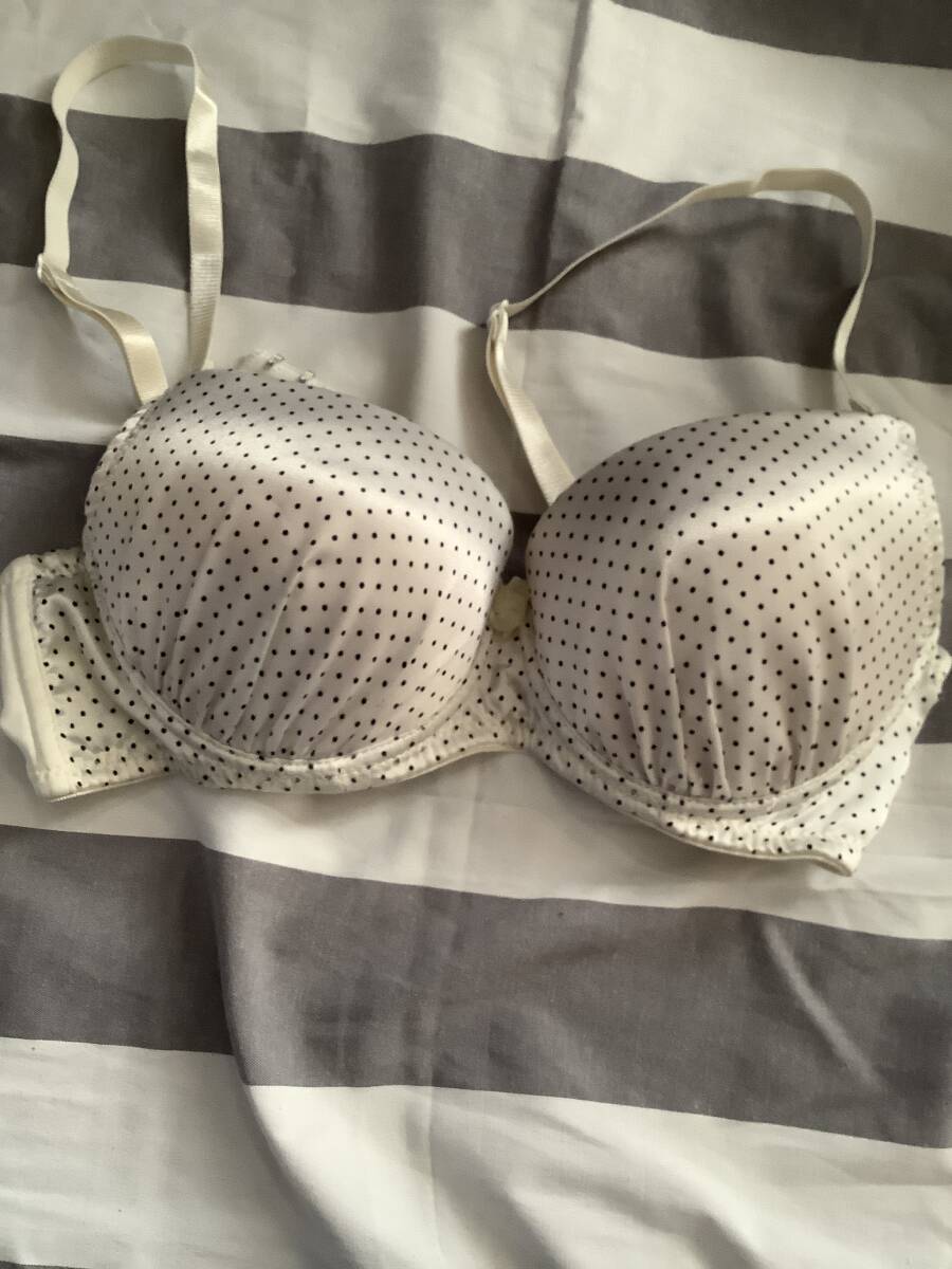 Yahoo!オークション - ブラジャー 水玉模様柄 白 新品 サイズC75