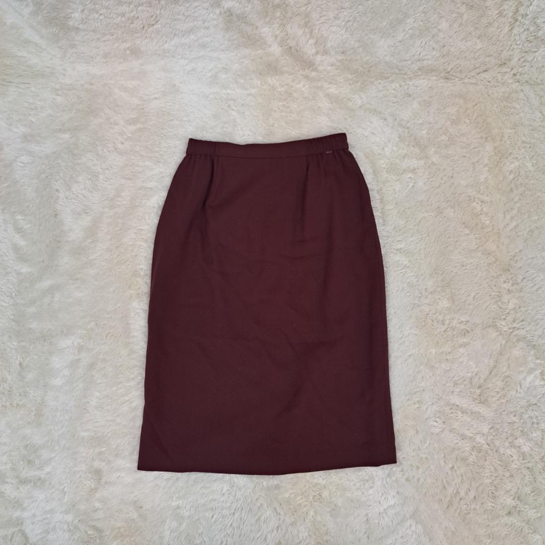 Yahoo!オークション - レディースウールひざ丈タイトスカート 11号 ワ...