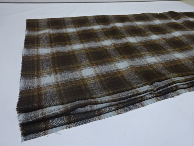 Yahoo!オークション - 日本製 ウール 毛混 チェック柄 生地 4m H687