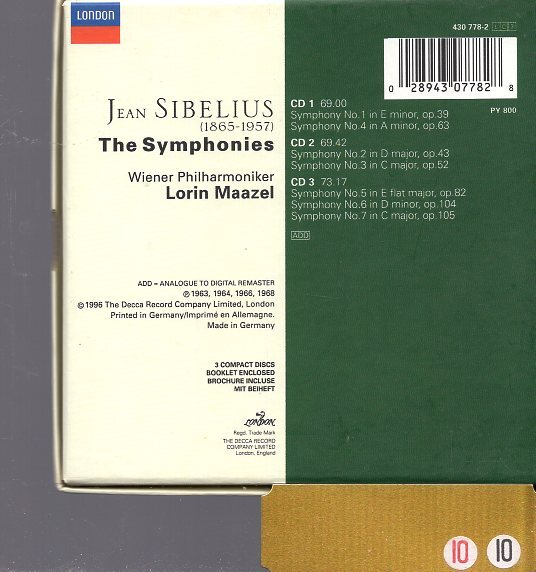 Yahoo!オークション - シベリウス 交響曲全集/マゼール＆VPO（3CD)