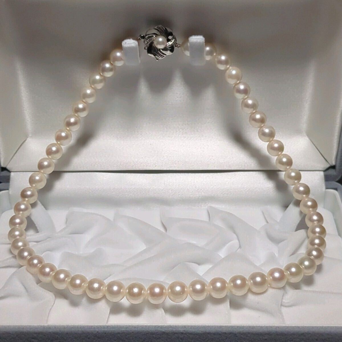K14クラスプ 大珠 アコヤ真珠 8.0-8.5mm 43cm 41g ホワイト ネックレス 本真珠 アクセサリー SILVER pearl あこや パール(アコヤ真珠)｜売買された ...
