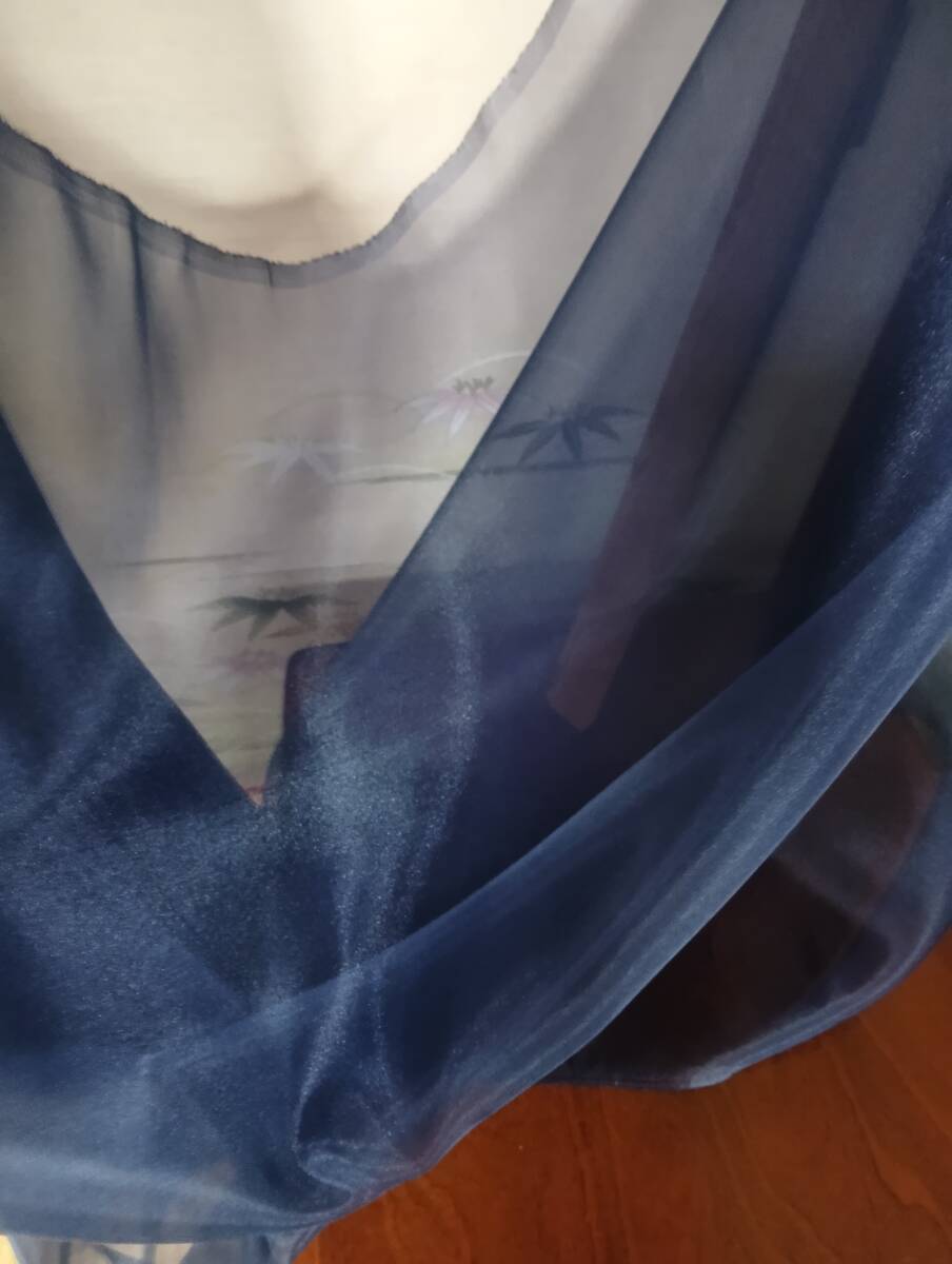 Yahoo!オークション - オーガンジ（紺）巾120cm 長さ5m 即決￥1...