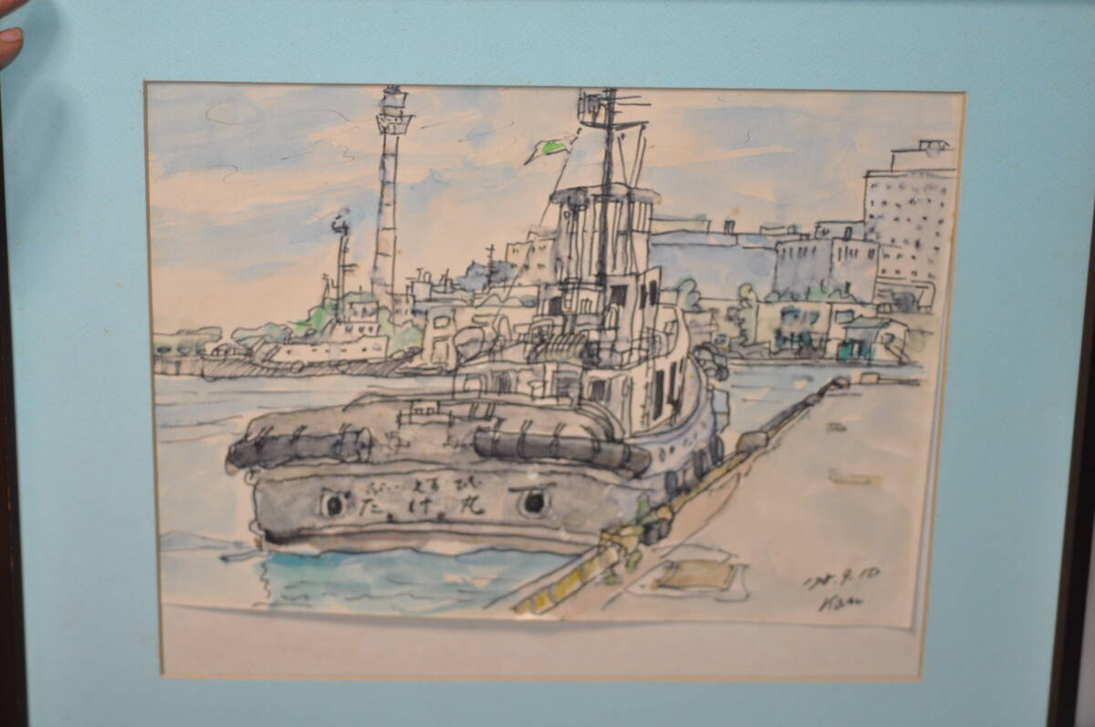 Yahoo!オークション - 水彩画 漁船 KON作 サイズ 横55cm