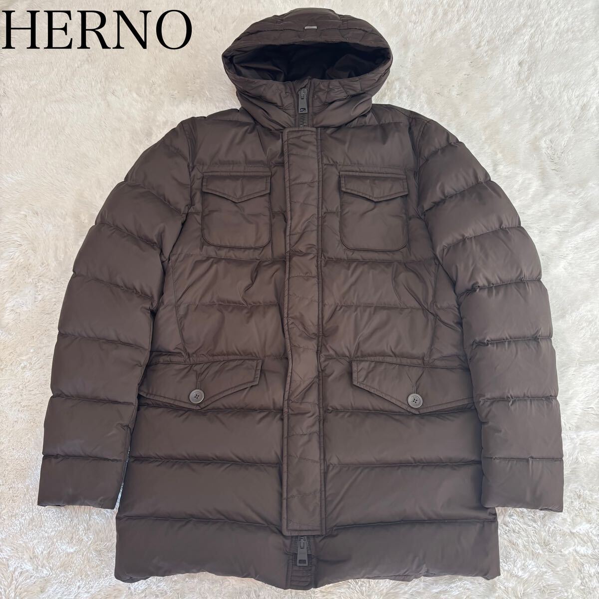 HERNO ヘルノ POLAR-TECH ウォーターレペレントナイロンダウンジャケット 48 M-65 Lサイズ ロング フードPI0191U-12004-8800(Lサイズ)｜売買された ...