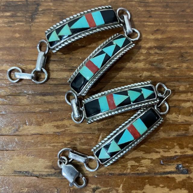 Yahoo!オークション - ZUNI ズニ族 インレイ チェーン ブレスレット シ...