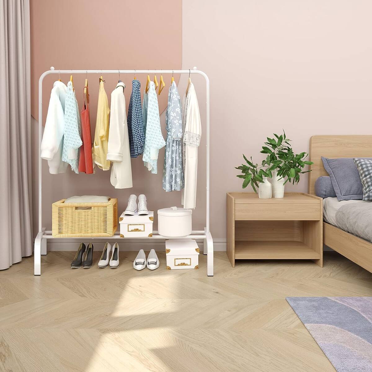 Yahoo!オークション - UDEAR メタル 洋服 ラック ボトム シェルフ付き ...